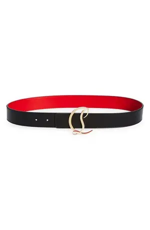 CHRISTIAN LOUBOUTIN Logo Buckle Leather Belt - Cm6s Black/gold