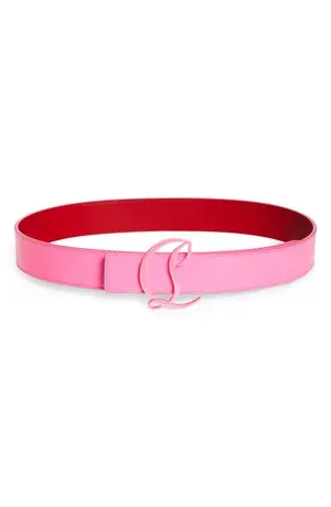 CHRISTIAN LOUBOUTIN Christian Louboutin Logo Buckle Leather Belt Fluo Pink/ Fluo Pink