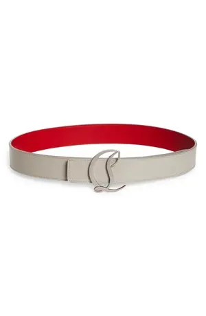 CHRISTIAN LOUBOUTIN Christian Louboutin Logo Buckle Leather Belt Goose/ Goose
