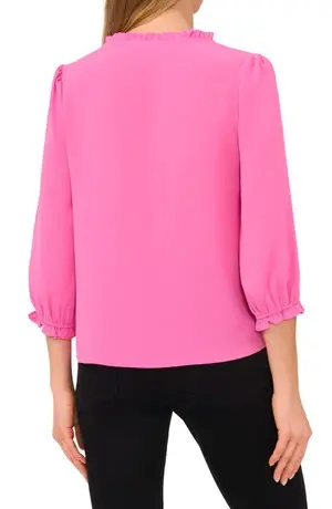 CECE DUPRAZ Ruffle V-neck Blouse - Freeisa Pink