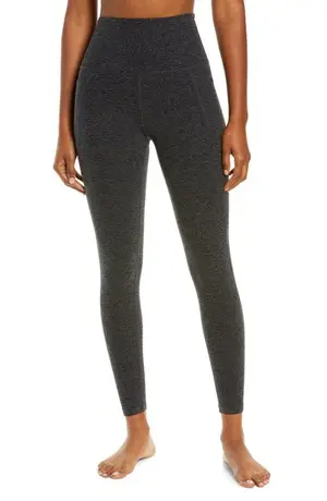 Beyond Yoga Everyday Space Dye High Waist Pocket Leggings - Black-charcoal