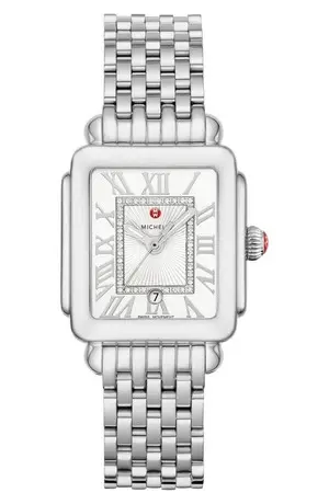Michele Deco Madison Mid Diamond Dial Bracelet Watch - Silver