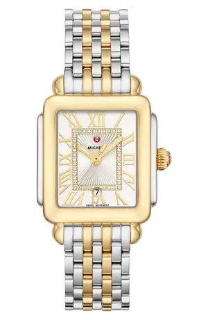 Michele Deco Madison Mid Diamond Dial Bracelet Watch - Two Tone