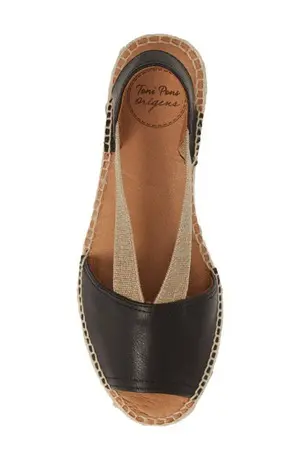 TONI PONS Etna Espadrille Sandal - Black Leather