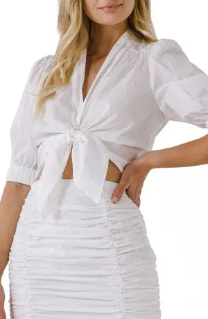 Endless Rose Tie-front Crop Shirt