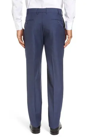 Zanella Parker Flat Front Sharkskin Wool Trousers