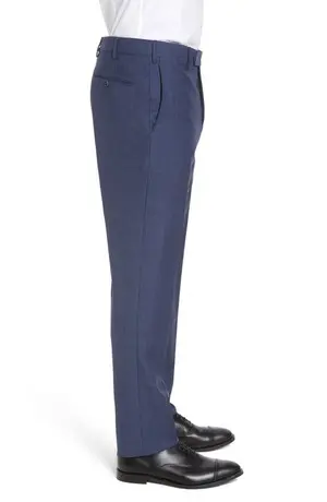 Zanella Parker Flat Front Sharkskin Wool Trousers