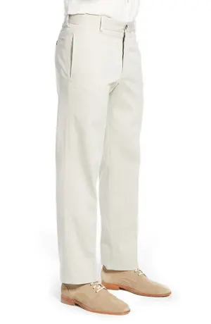 Berle Charleston Khakis Flat Front Chino Pants - Stone