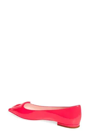 ROGER VIVIER Gommettine Buckle Pointed Toe Flat - Neon Pink