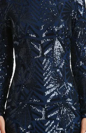 Dress The Population Sequin Cocktail Dress - Navy