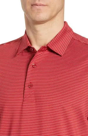 Cutter & Buck Forge Drytec Pencil Stripe Performance Polo - Cardinal Red
