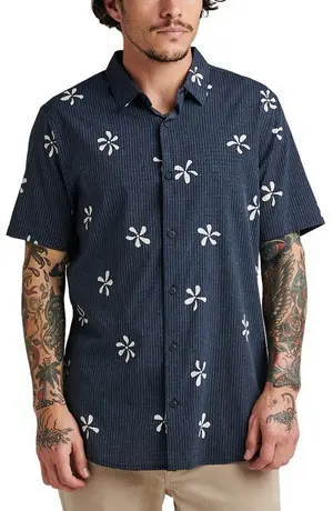 ROARK Bless Up Short Sleeve Button-up Shirt Dark Navy