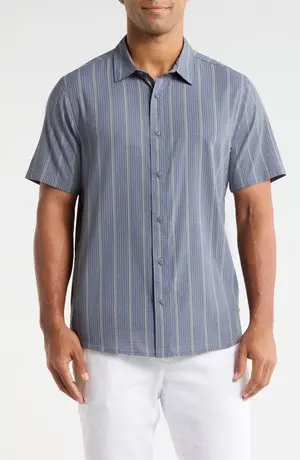 ROARK Bless Up Short Sleeve Button-up Shirt - Neptune