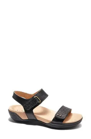 HALSA FOOTWEAR Dominica Sandal - Black Embossed