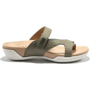 HALSA FOOTWEAR Darline Slide Sandal - Green Leather