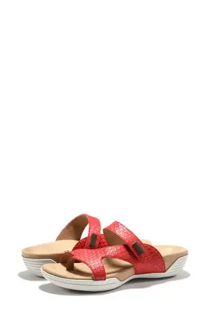 HALSA FOOTWEAR Darline Slide Sandal - Red Leather