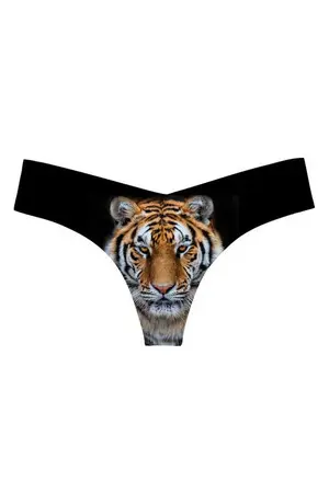 Commando Print Thong Photo Op Orange Tiger