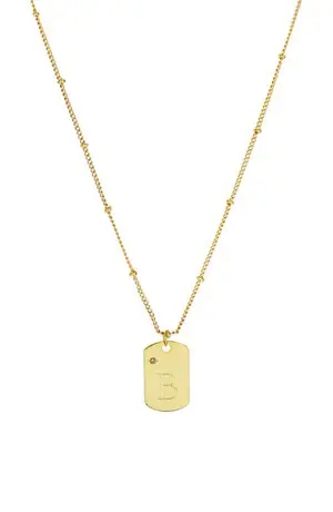 PANACEA Initial Tag Pendant Necklace - Gold-b