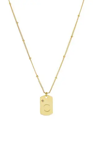 PANACEA Initial Tag Pendant Necklace - Gold-c