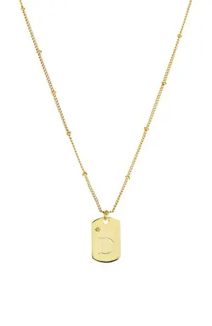 PANACEA Initial Tag Pendant Necklace - Gold-d