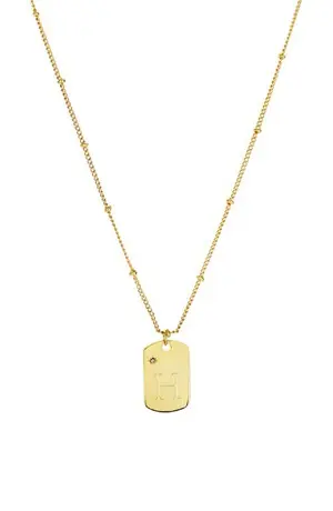PANACEA Initial Tag Pendant Necklace - Gold-h