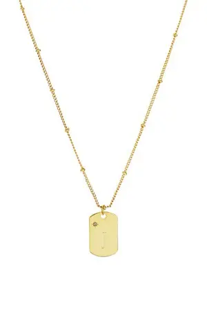 PANACEA Initial Tag Pendant Necklace - Gold-j