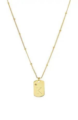 PANACEA Initial Tag Pendant Necklace - Gold-k