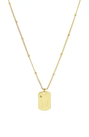 PANACEA Initial Tag Pendant Necklace - Gold-m