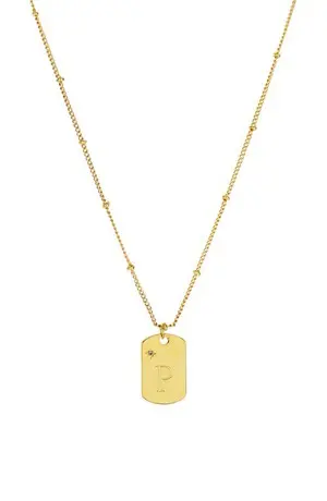 PANACEA Initial Tag Pendant Necklace - Gold-p