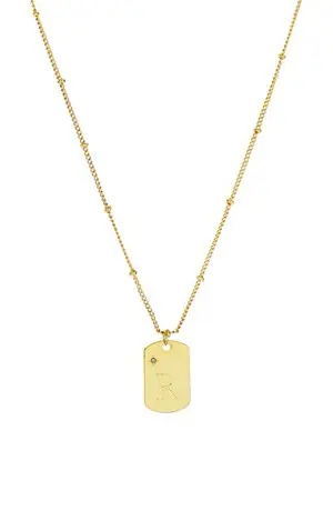 PANACEA Initial Tag Pendant Necklace - Gold-r