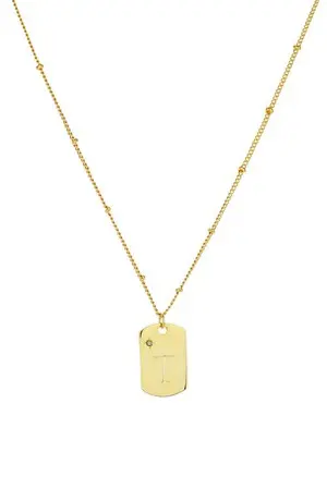 PANACEA Initial Tag Pendant Necklace - Gold