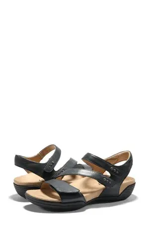 HALSA FOOTWEAR Denia Ankle Strap Sandal - Black Leather