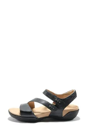 HALSA FOOTWEAR Denia Ankle Strap Sandal - Black Leather