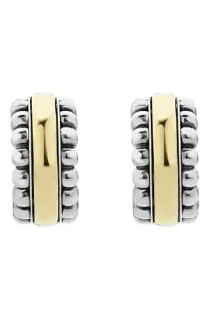 Lagos Signature Caviar Two-tone Hoop Earrings - Silver/gold