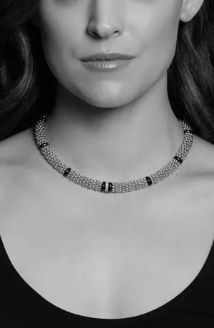 Lagos Black Caviar Pavé Diamond Collar Necklace