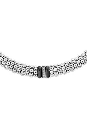 Lagos Black Caviar Pavé Diamond Collar Necklace