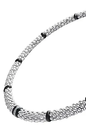 Lagos Black Caviar Pavé Diamond Collar Necklace