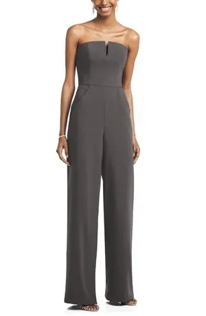 Dessy Collection Strapless Crepe Jumpsuit - Caviar