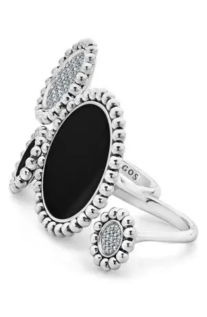 Lagos Maya Diamond And Onyx Statement Ring