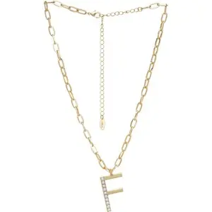 Ettika Ettika Imitation Pearl Initial Pendant Necklace Gold