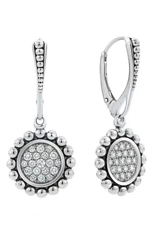 Lagos Caviar Spark Diamond Circle Drop Earrings - Silver/diamond