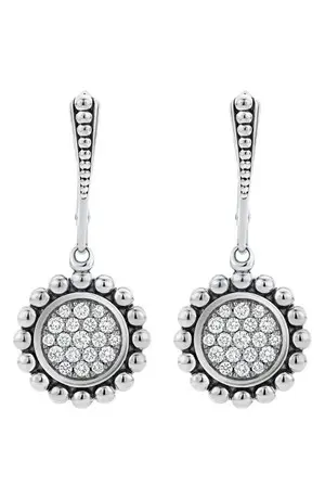 Lagos Caviar Spark Diamond Circle Drop Earrings - Silver/diamond
