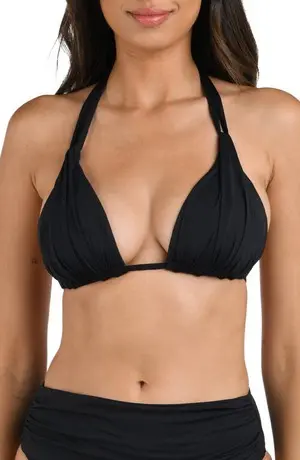 La Blanca LA BLANCA Island Goddess Halter Bikini Top Black
