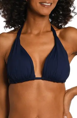 La Blanca La Blanca Island Goddess Halter Bikini Top Indigo