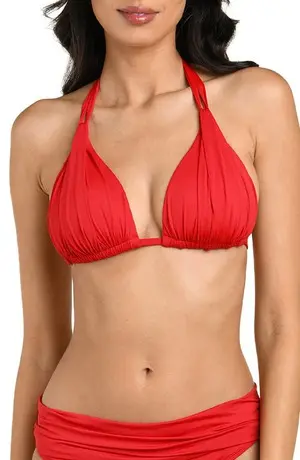 La Blanca Island Goddess Halter Bikini Top - Ruby