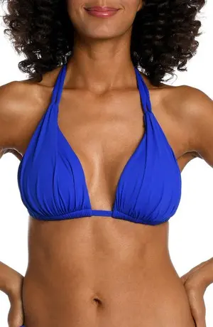 La Blanca Island Goddess Halter Bikini Top - Sapphire