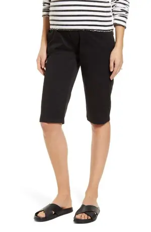 ANGEL MATERNITY Knee Length Slim Fit Shorts - Black