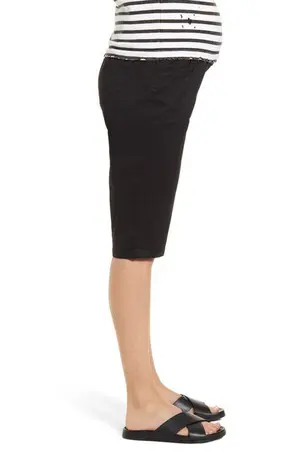 ANGEL MATERNITY Knee Length Slim Fit Shorts - Black