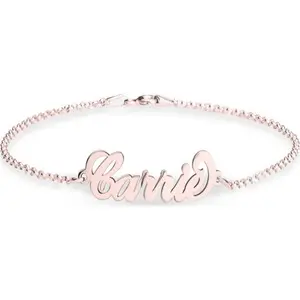 MELANIE MARIE Personalized Nameplate Bracelet - Rose Gold Plated
