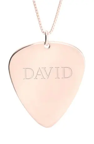 MELANIE MARIE Personalized Guitar Pick Pendant Necklace - Rose Gold Plated